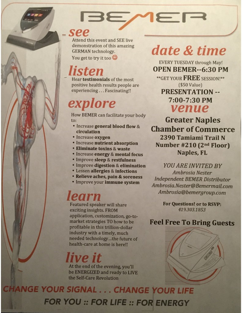 Come and learn about BEMER Therapy! - Above Board Chamber